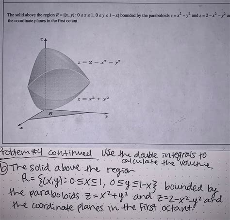 Solved The Solid Above The Region R Xy 0 ≤ X ≤ 1 0