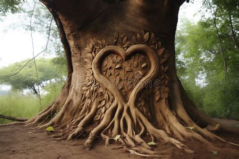 Heart Carved Into The Bark Of Tree By Generative Ai Stock Illustration Illustration Of Graphic