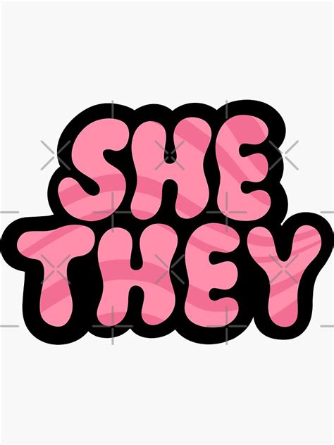 Shethey Groovy Pronouns Sticker For Sale By Olivks Redbubble