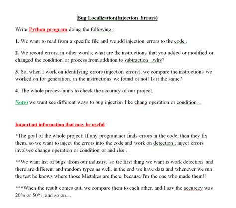 Solved Bug Localization Injection Errors Write Python Chegg