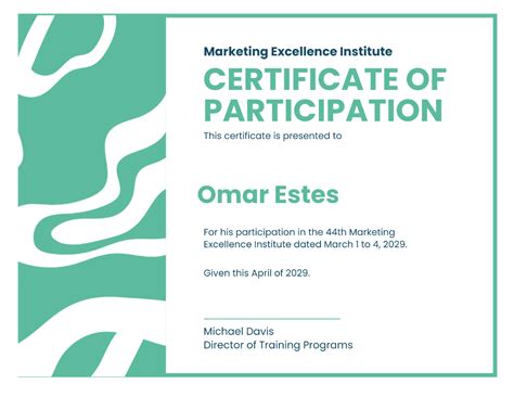Free Participation Certificate Template To Edit Online