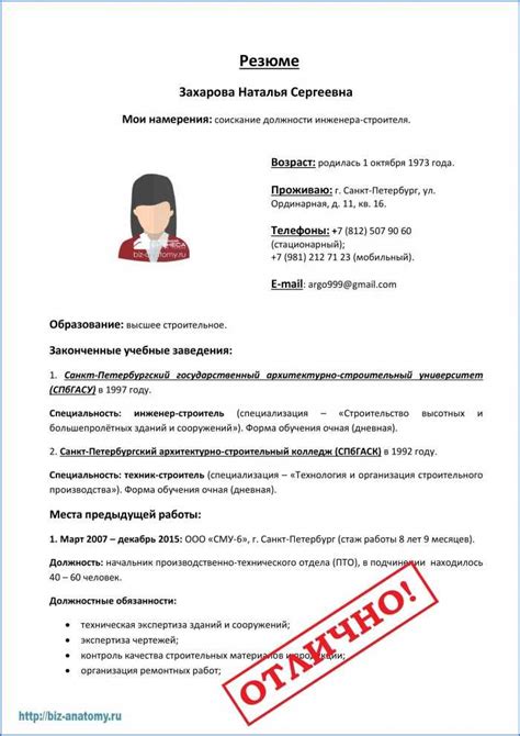 Таблица резюме на работу Образец резюме на работу 2023 скачать бесплатно бланк в Word Санкт