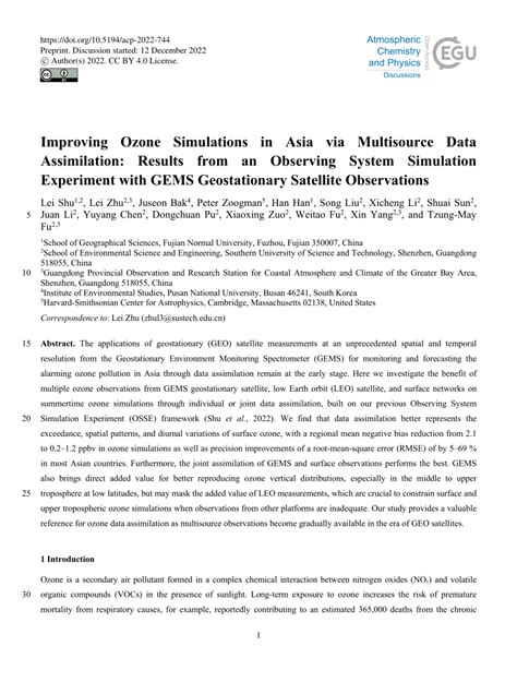 Pdf Improving Ozone Simulations In Asia Via Multisource Data