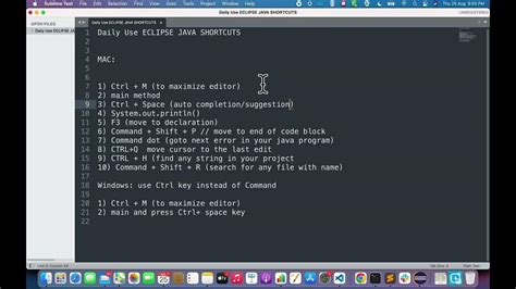Eclipse Shortcuts To Speed Up Java Programming Youtube