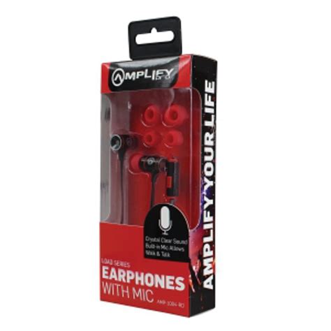 Amplify Pro Load Series Earphones With Mic Black And Red Amplify
