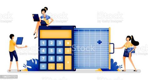 최신 회계 소프트웨어가 있는 감사 재무 보고서의 벡터 일러스트레이션입니다 인공 지능 계산 기술로 보다 정확하고 효율적입니다 웹 사이트 웹 앱 포스터용으로 설계 스프레드