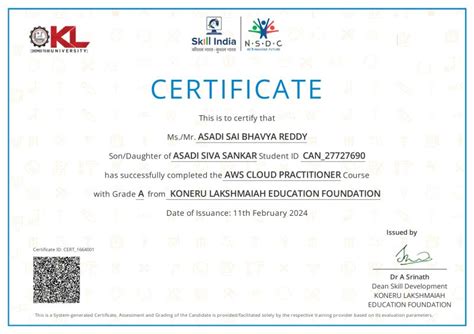 Sai Bhavya Reddy Asadi On Linkedin Aws Cloudcomputing Certification Nsdc Kluniversity