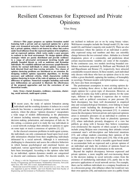 PDF Resilient Consensus For Expressed And Private Opinions