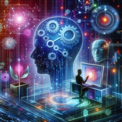 Abstract Illustration Of A Machine Learning Process Featuring Artificial Intelligence Stock