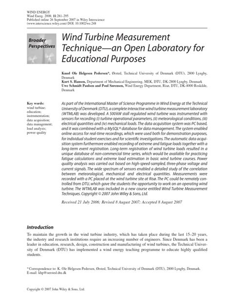 Wind Turbine Measurement Technique An Op Pdf Wind Turbine Turbine