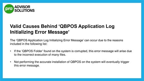Ppt Easy Way To Fix Error Initializing Qbpos Application Log Issue