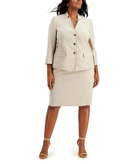 Le Suit Plus Size Three Button Skirt Suit Macys