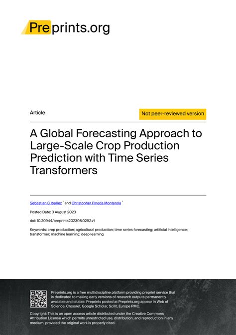 Pdf A Global Forecasting Approach To Large Scale Crop Production Prediction With Time Series