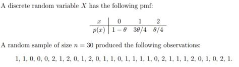 Solved A Discrete Random Variable X Has The Following Pmf