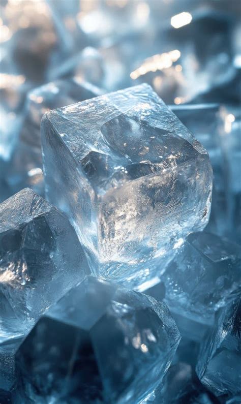 Ice Cubes Sparkling Under Soft Light Create A Refreshing Atmosphere