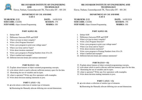 Cse Ii Oop Qp Pdf Object Oriented Programming Method Computer
