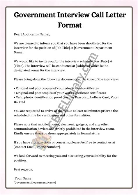 Interview Call Letter Format Interview Letter Samples How To Write