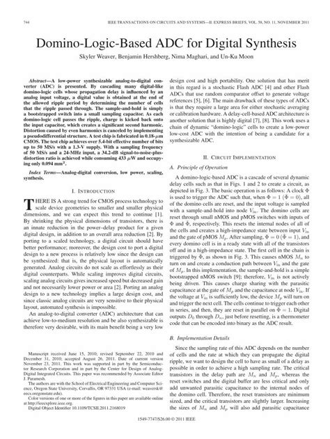 Pdf Domino Logic Based Adc For Digital Synthesis Dokumentips
