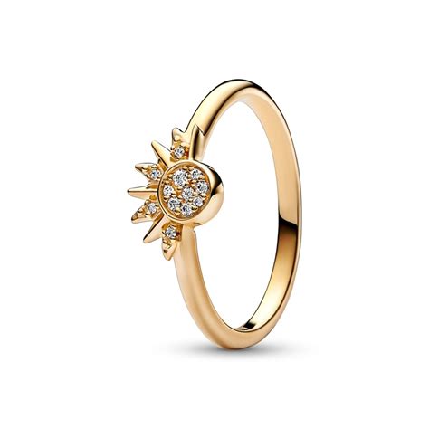 Pandora 14k Gold Plated Celestial Sparkling Sun Ring Pandora