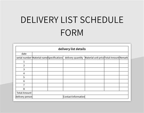 Free Delivery List Templates For Google Sheets And Microsoft Excel Slidesdocs
