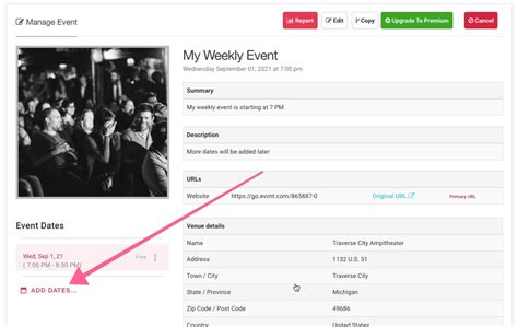 posting a recurring event events with multiple dates support