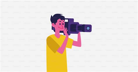 미디어 방송 승무원 전문 카메라맨 또는 Tv 기자 흰색 배경에 격리된 만화 캐릭터 평면 벡터 일러스트레이션을 촬영하는 운영자 사진 Unsplash의 영화 산업 이미지