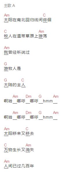 无大横按小白《苍狼大地》c调吉他谱怎么弹原版和弦按法前奏教程