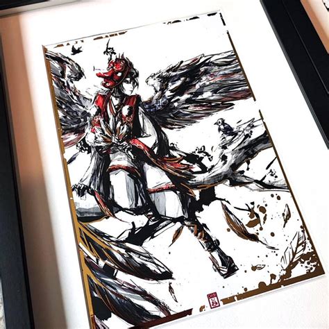 Art Print Set Tengu Yuki Onna Kitsune Oni Limited Gold Edition Etsy