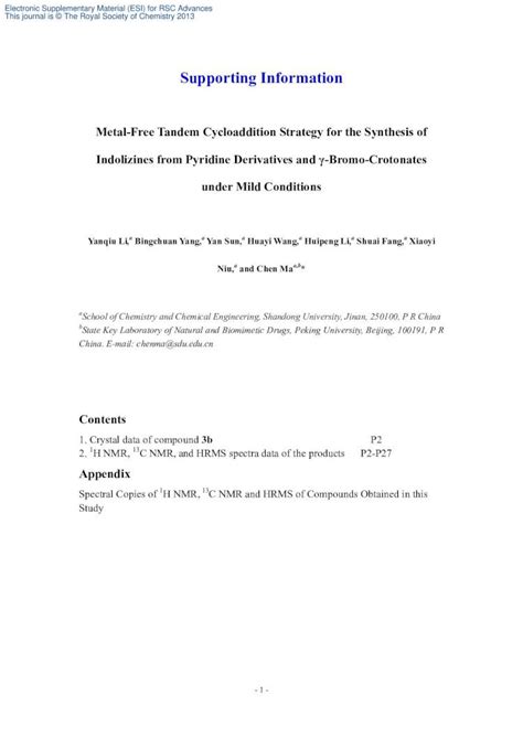 Pdf Supporting Information · Metal Free Tandem Cycloaddition Strategy For The Synthesis Of