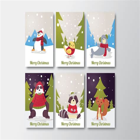 手绘设计风格圣诞节贺卡设计模板合集v3 Hand Drawn Christmas Cards Collection 设计素材分享一流设计网