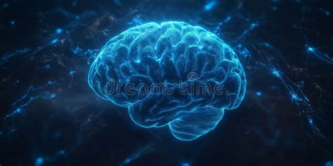Glowing Blue Human Brain With Complex Neural Pathways Highlighting Ai And Neuroscience Stock