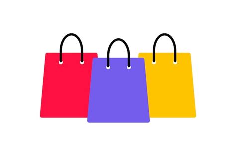 쇼핑백 그룹 벡터 일러스트 레이 션 흰색 배경에 고립 된 종이 봉지 모듬 색상 프리미엄 벡터
