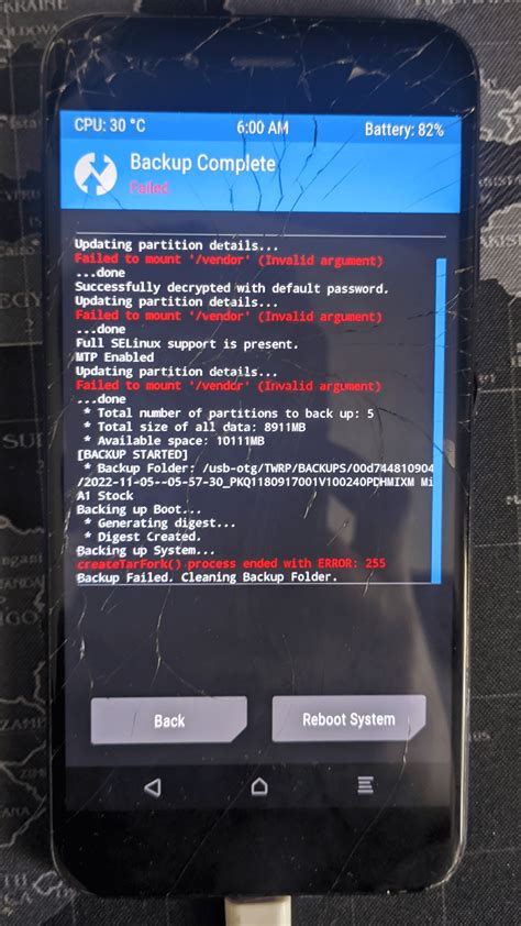 I Was Backing Up My Stock Rom And Got This Error And It Failed I Am