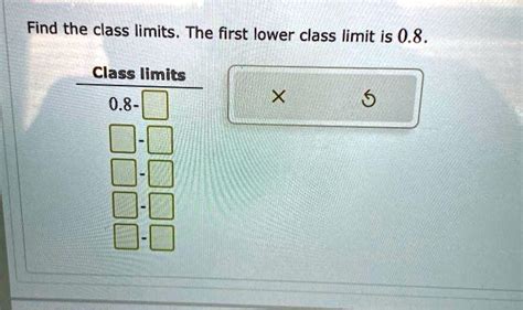 Solved Find The Class Limits The First Lower Class Limit Is 08