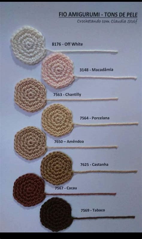 Tabela Fios Tons Pele Fio Amigurumi Quick Crochet Patterns Crochet