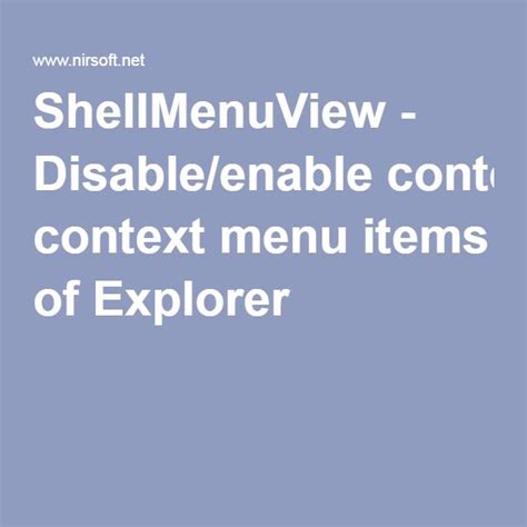 Shellmenuview Disableenable Context Menu Items Of Explorer