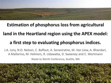 Estimation Of Phosphorus Loss From Agricultural Land In The Heartland Region Using The Apex