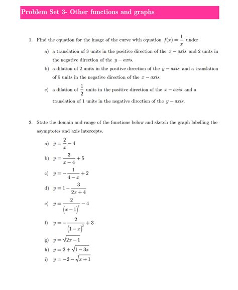 Solved Problem Set Other Functions And GraphsFind The Chegg Com