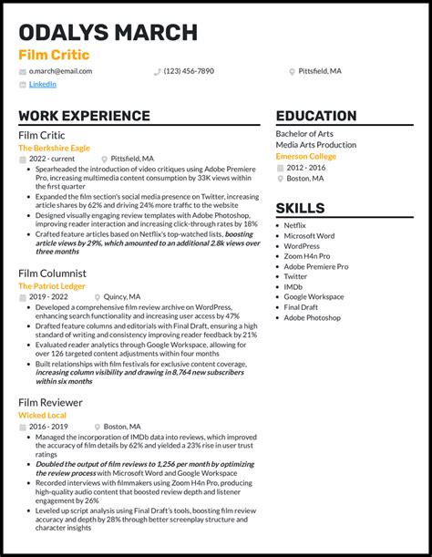 7 Film Resume Examples To Steal The Show In 2026