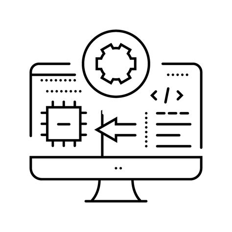 Microcontroller Programming Electronics Line Icon Vector Illustration