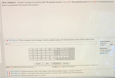 Solved 25 Problem 2 Consider Two Points In An Electric