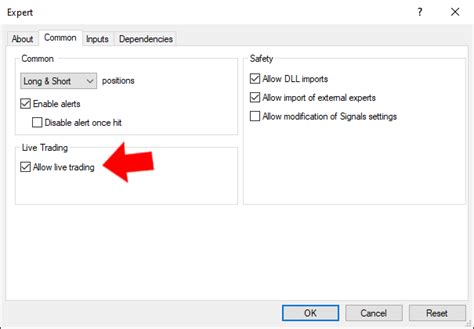 How To Turn On Algorithmic Trading In Expert Properties Trading Algorithms Expert Advisors