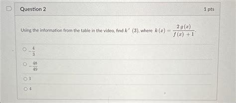 question 2 1 pts using the information from the table