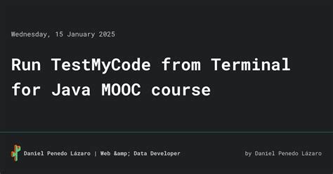 Run Testmycode From Terminal For Java Mooc Course • Daniel Penedo
