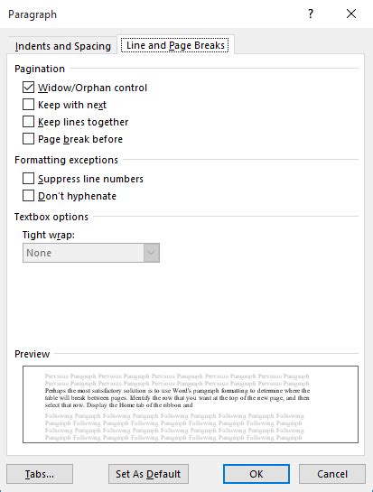 Turning Off Paragraph Hyphenation Microsoft Word