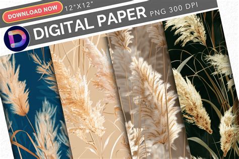 Pampas Grass Seamless Digital Paper Graphic By Delartcreation · Creative Fabrica