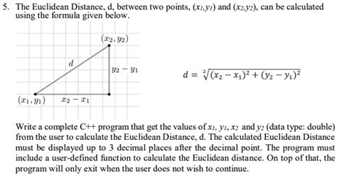solved for c language 5 the euclidean distance d between two