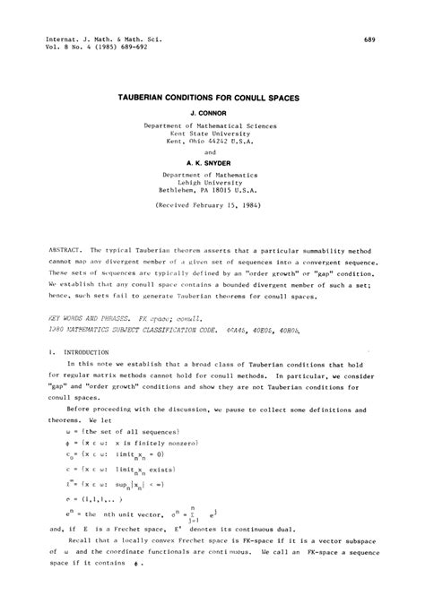 Pdf Tauberian Conditions For Conull Spaces