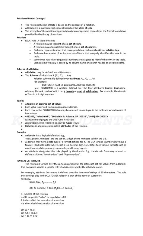 Module 2 Dbms Database Management System Relational Model Concepts