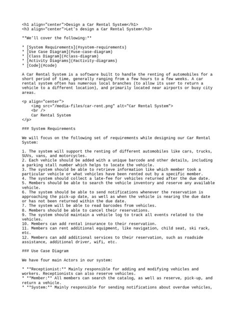 Design A Car Rental System Pdf